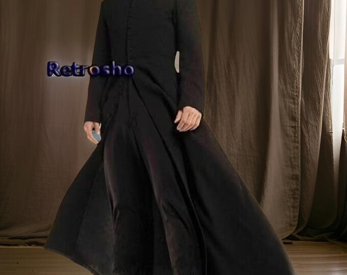 Neo Matrix Heavy Duty Cotton Keanu Reeves Black Gothic Steampunk Trench ... Neo Matrix Heavy Duty Cotton Keanu Reeves Black Gothic Steampunk Trench ...