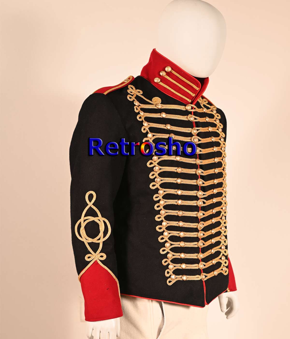 Dolman Black With Gold Braiding & Cuffs Wool Coat, Jacket Hussar Jacket ...