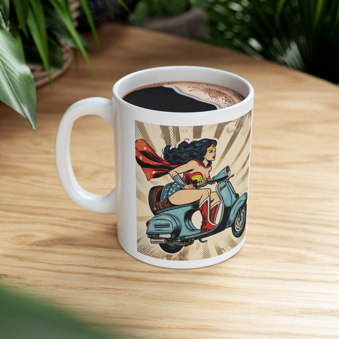 Wonder Woman Vespa Lambretta Scooter Ceramic Mug - Etsy