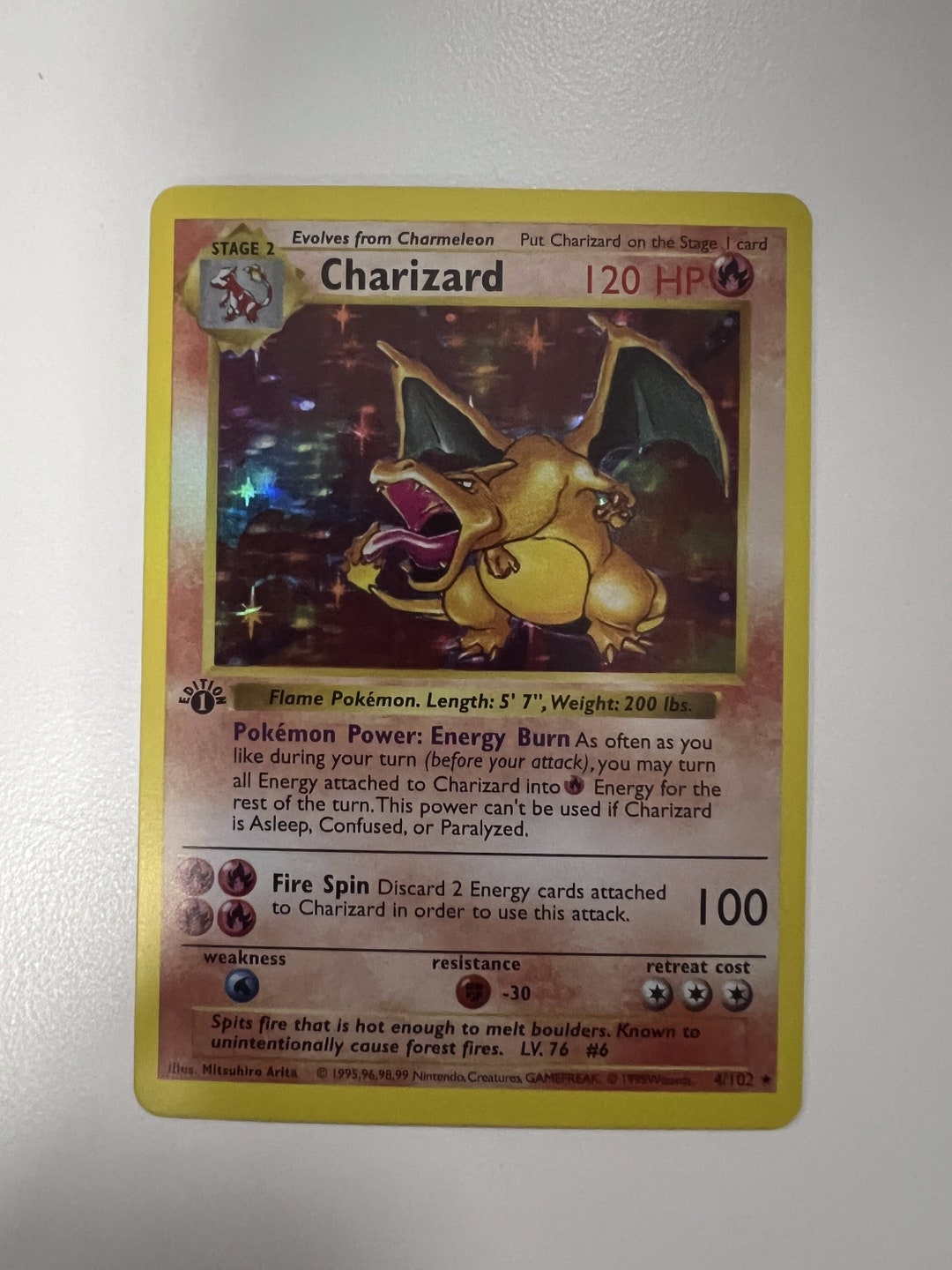Charizard 4 Base Set 1st Edition Custom Premium Exact Replica Proxy ...