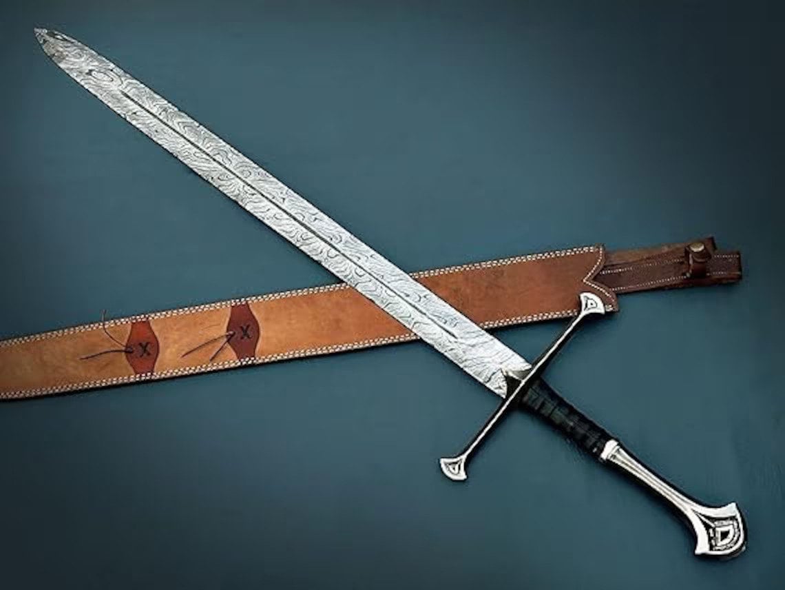 Hand Forged Damascus Steel Viking Sword, Battle Ready Sharp Sword ...