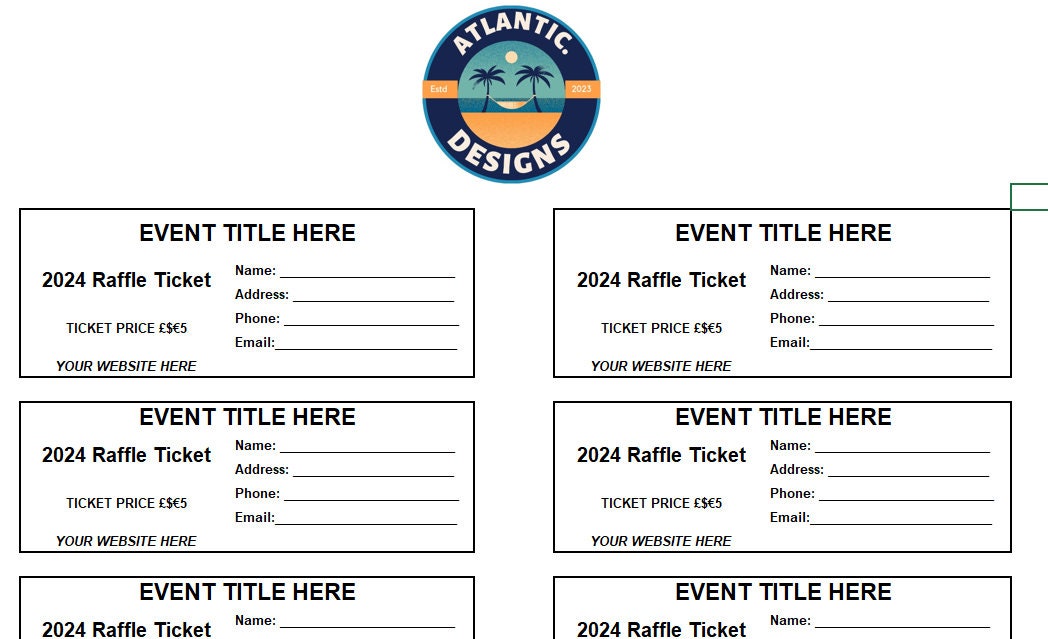 Raffle Ticket Template Excel