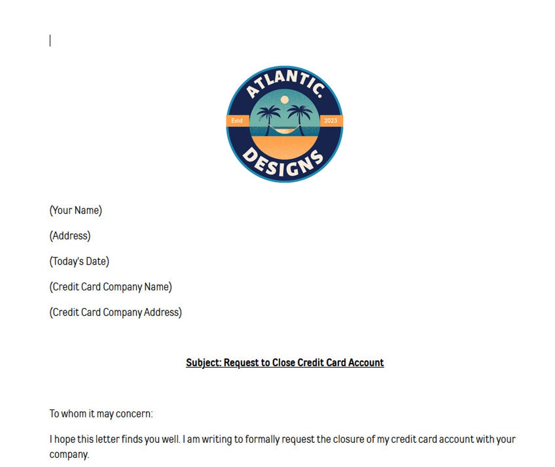 Credit Card Closure | Template | Digital | Letter | Microsoft Word ...