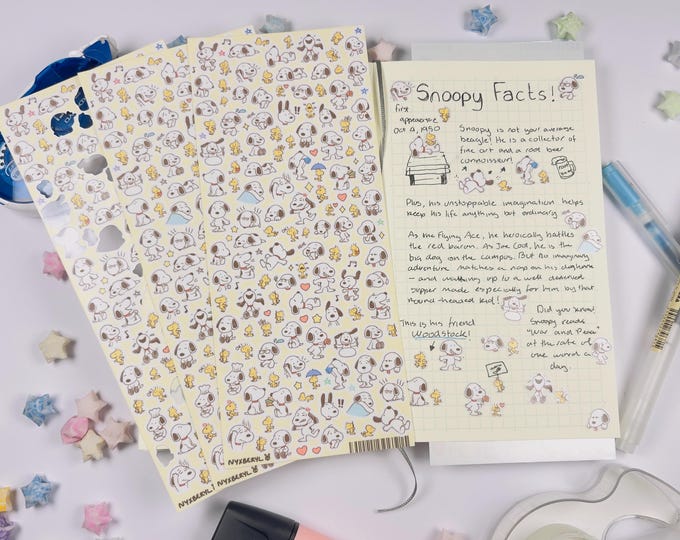 Tiny Tiny Snoopy Journaling Sticker Sheet - Etsy