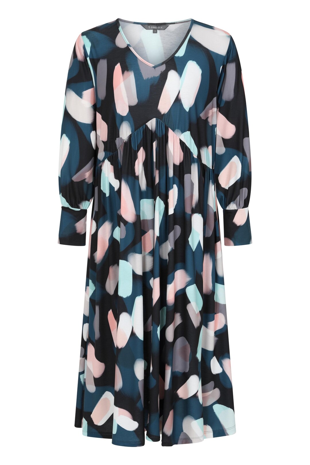 Plus Size Curvy Long Sleeve Abstract Print Dress - Brushworks - Etsy