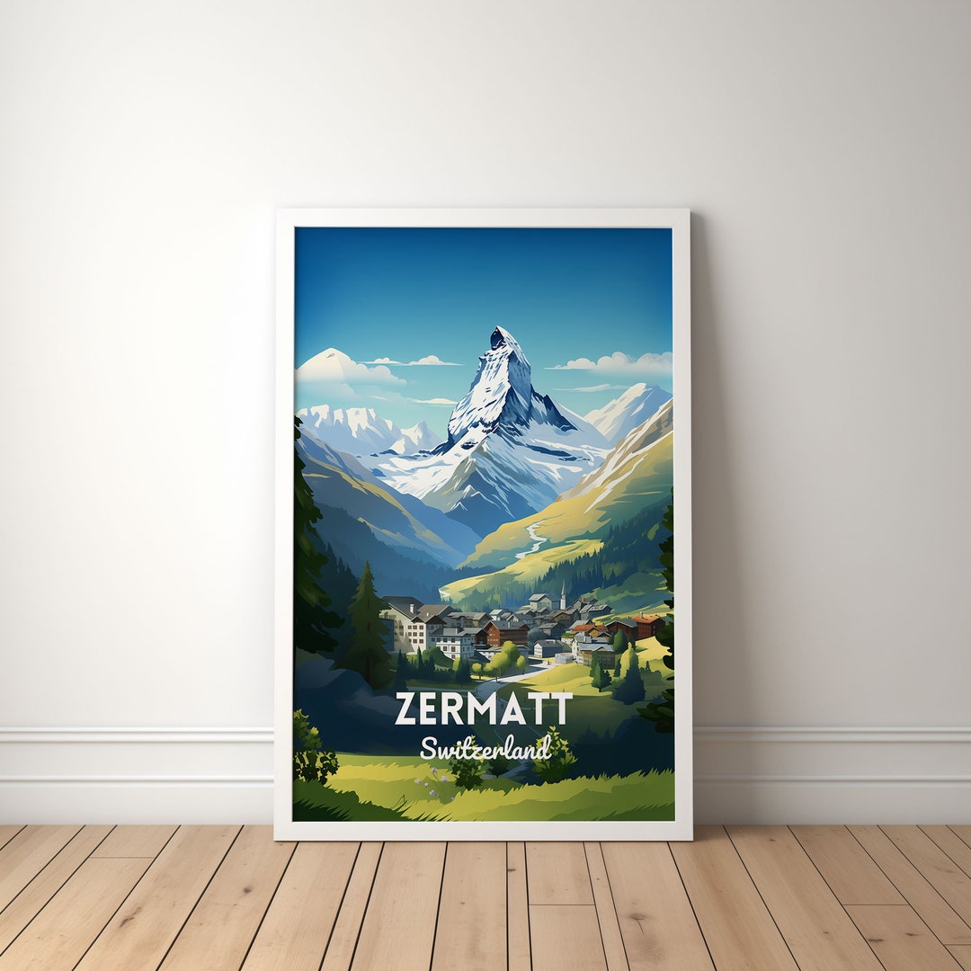 Zermatt Travel Poster, Zermatt Winter Poster, Zermatt Travel Wall Art ...