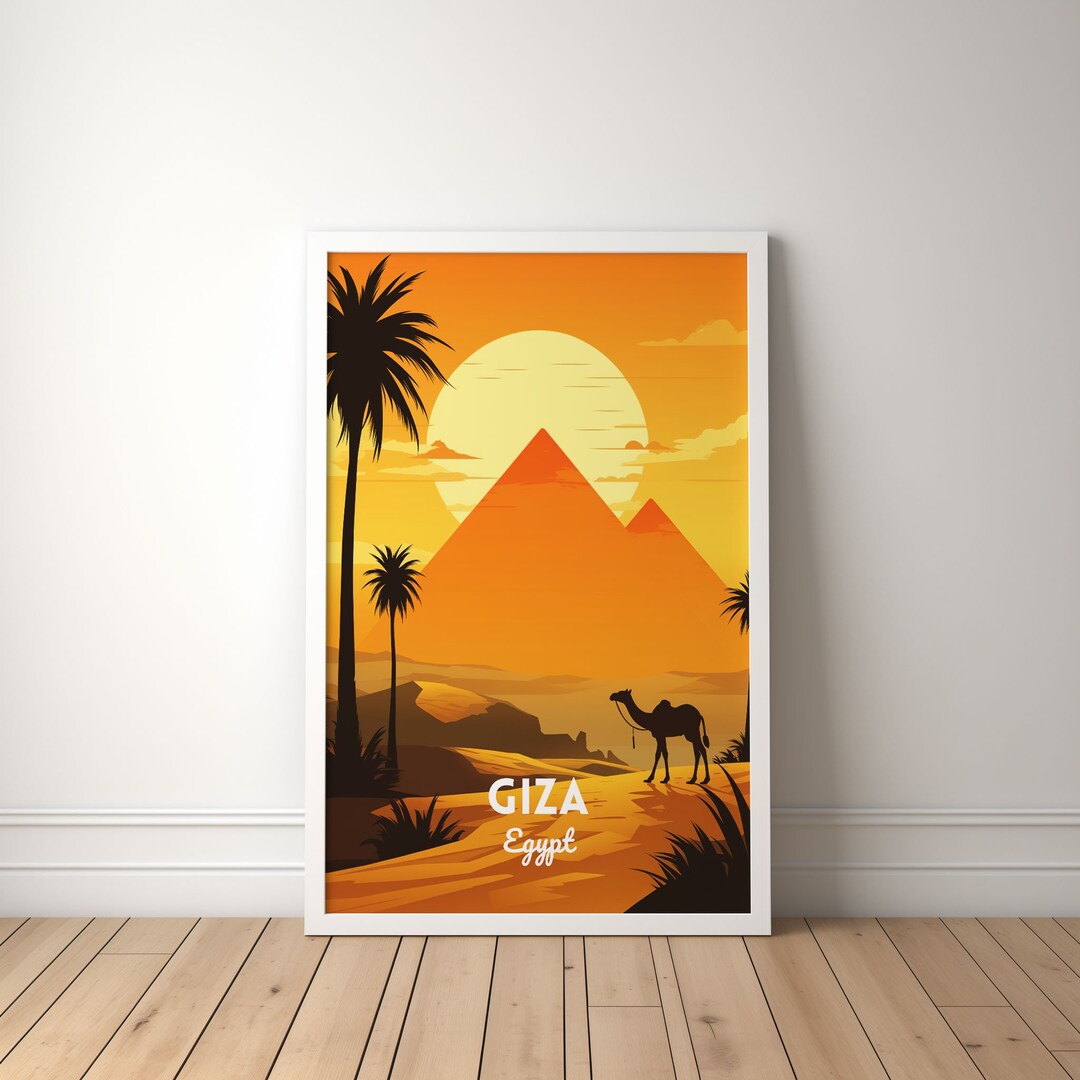 Giza Poster, Giza Pyramids Travel Poster, Pyramids Art,giza Pyramids ...