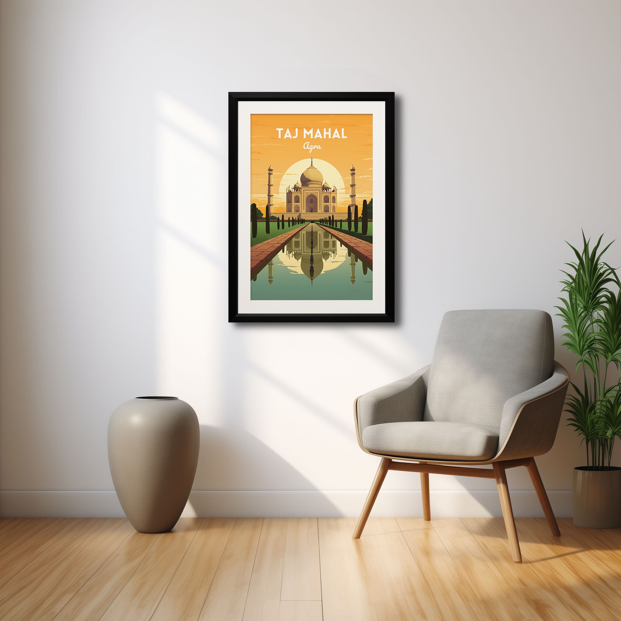 Taj Mahal Travel Poster, Taj Mahal Poster, Taj Mahal Print, Taj Mahal ...