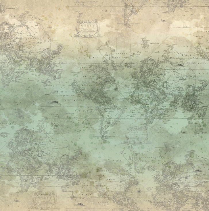 Old World Map - Vintage Farmhouse Fabric 1 Yard - Etsy