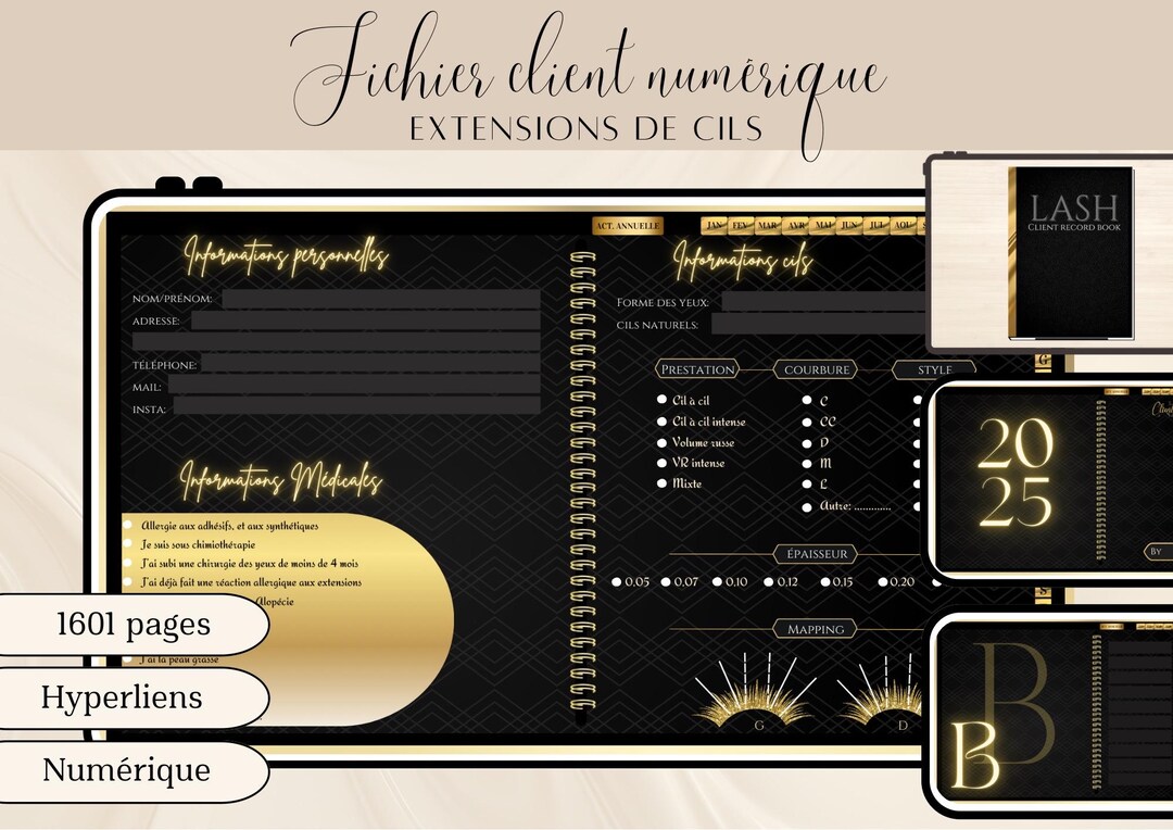 Lash Client Record Book, Digital Client File, Client File, Digital File ...