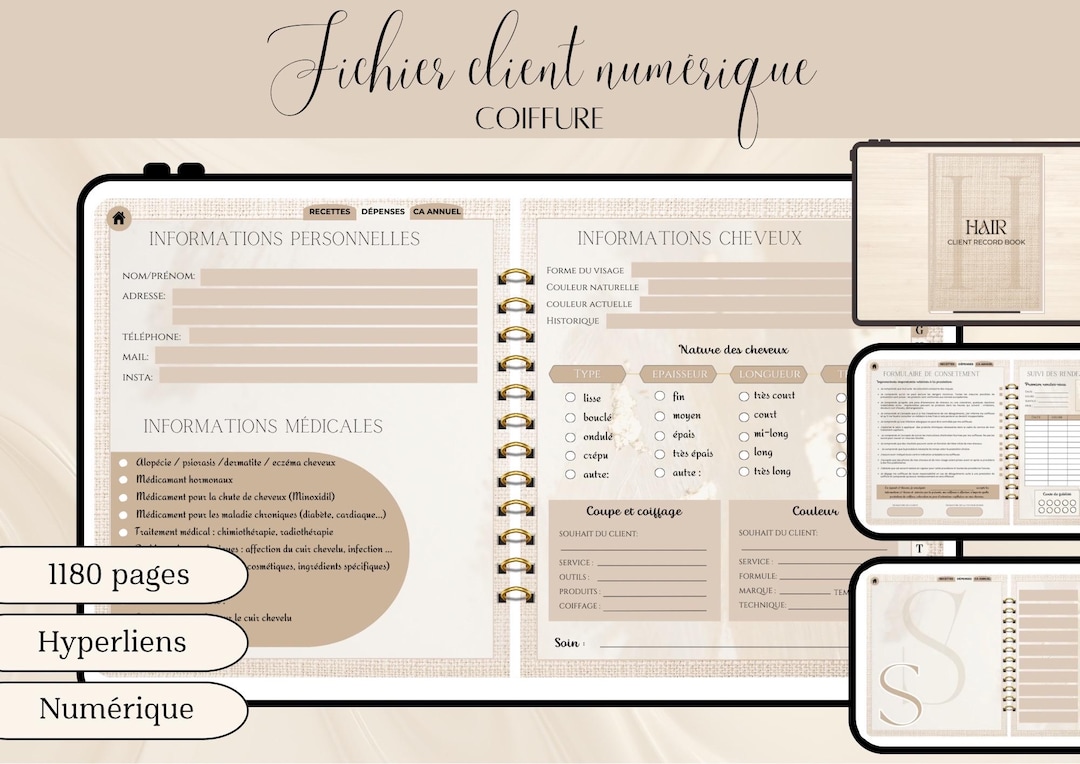 Hair Client Record Book, Client Record Book, Digital Client File ...