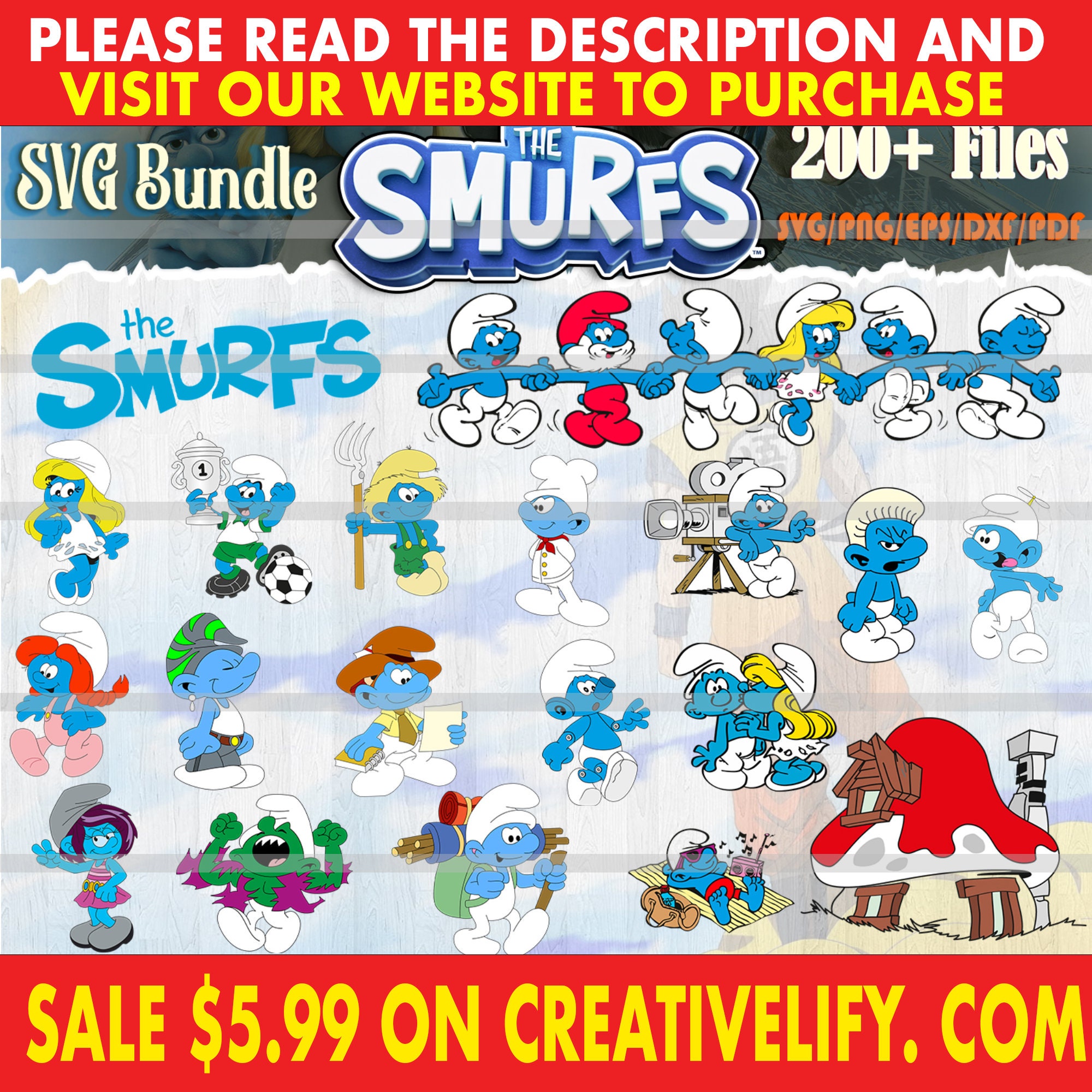 Smurfs SVG Bundle, Smurfs Font SVG Files, Smurfs Birthday, Smurfs Cut ...