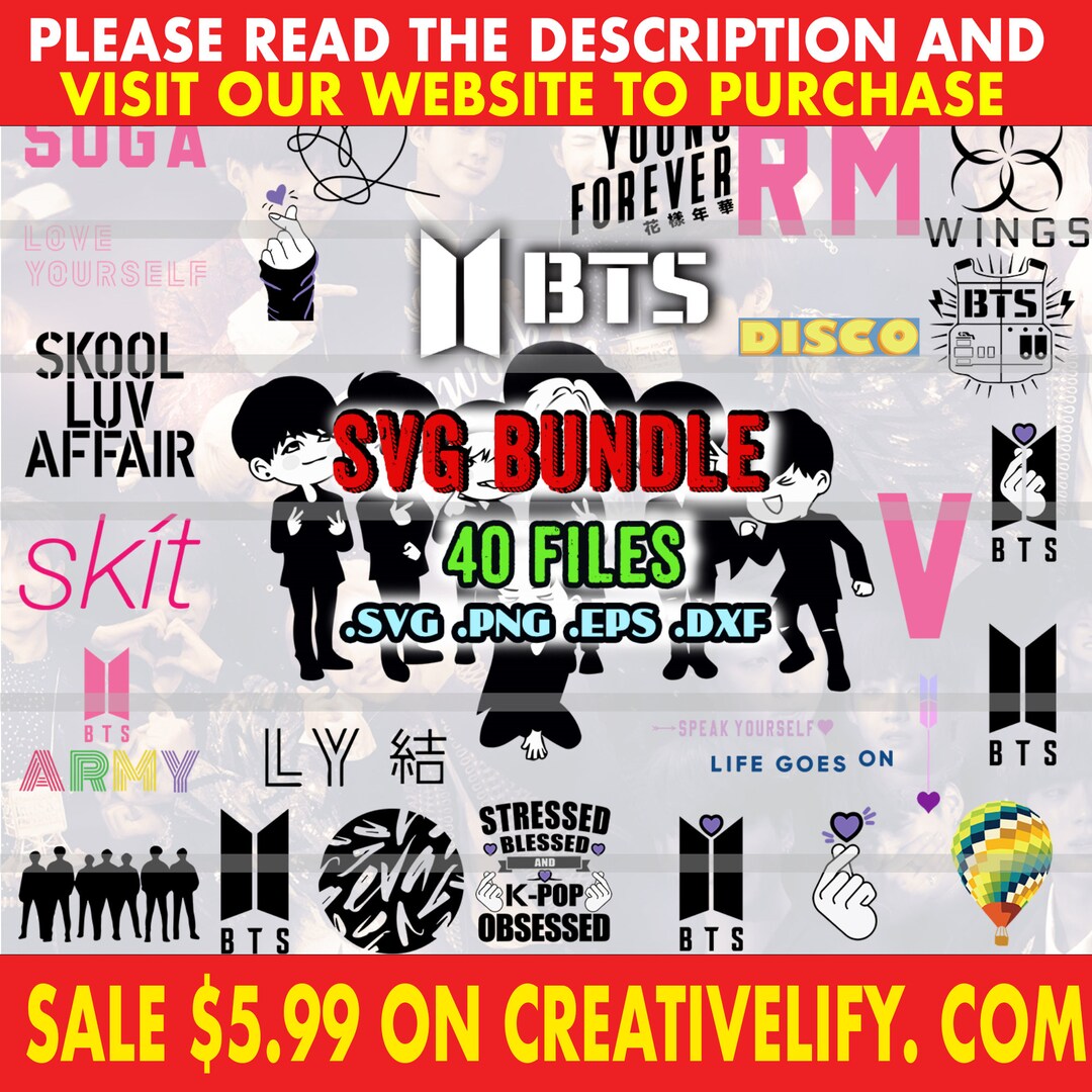Bts Svg Bundle, Bts Clipart, Kpop Svg, Stickers File, BT21 Svg for ...