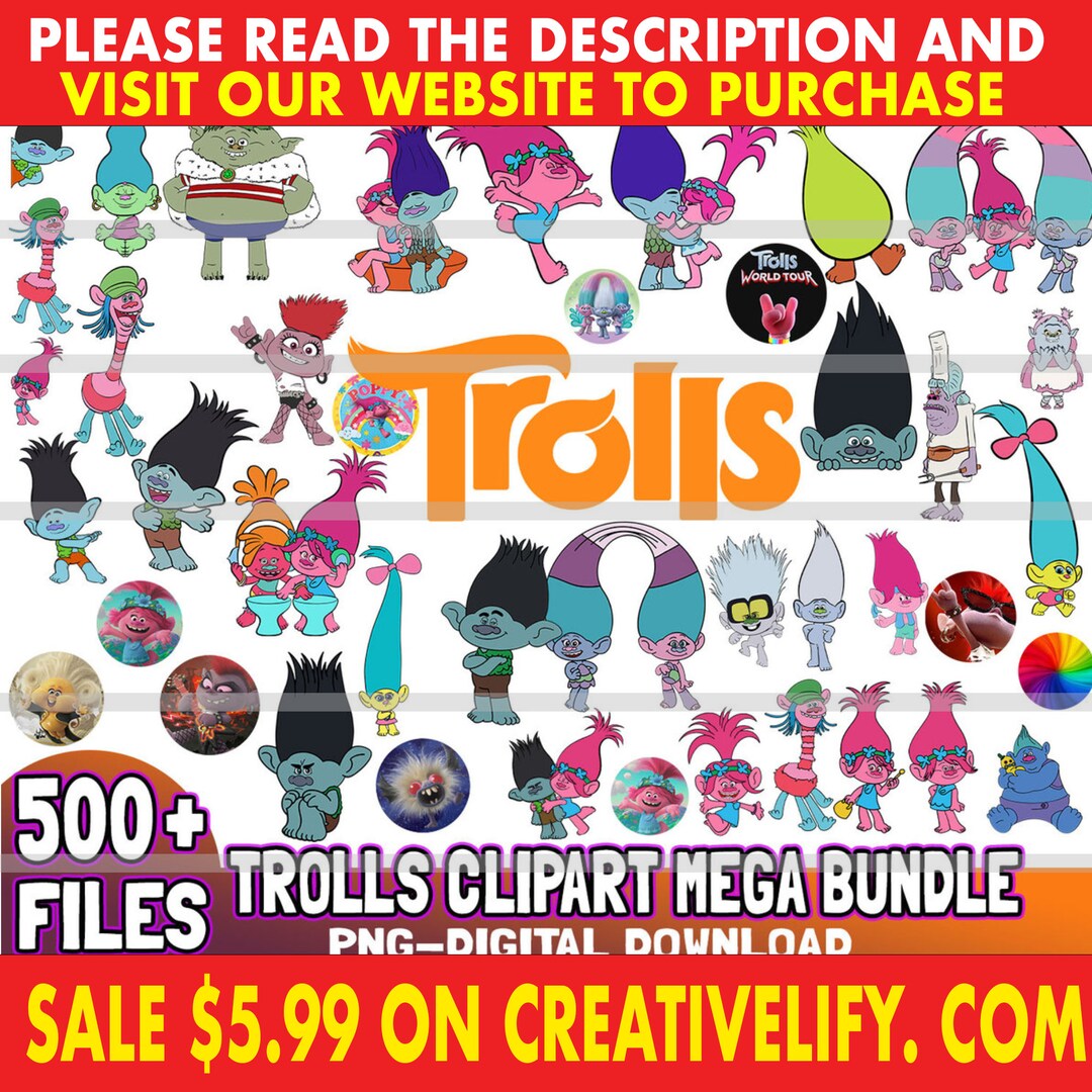 Trolls PNG Bundle, Trolls Clip Art, Trolls PNG Digital Papers, Trolls ...