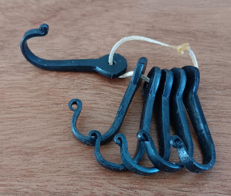 Set of 6 Small Hand Forged Hooks. Made in USA - Etsy