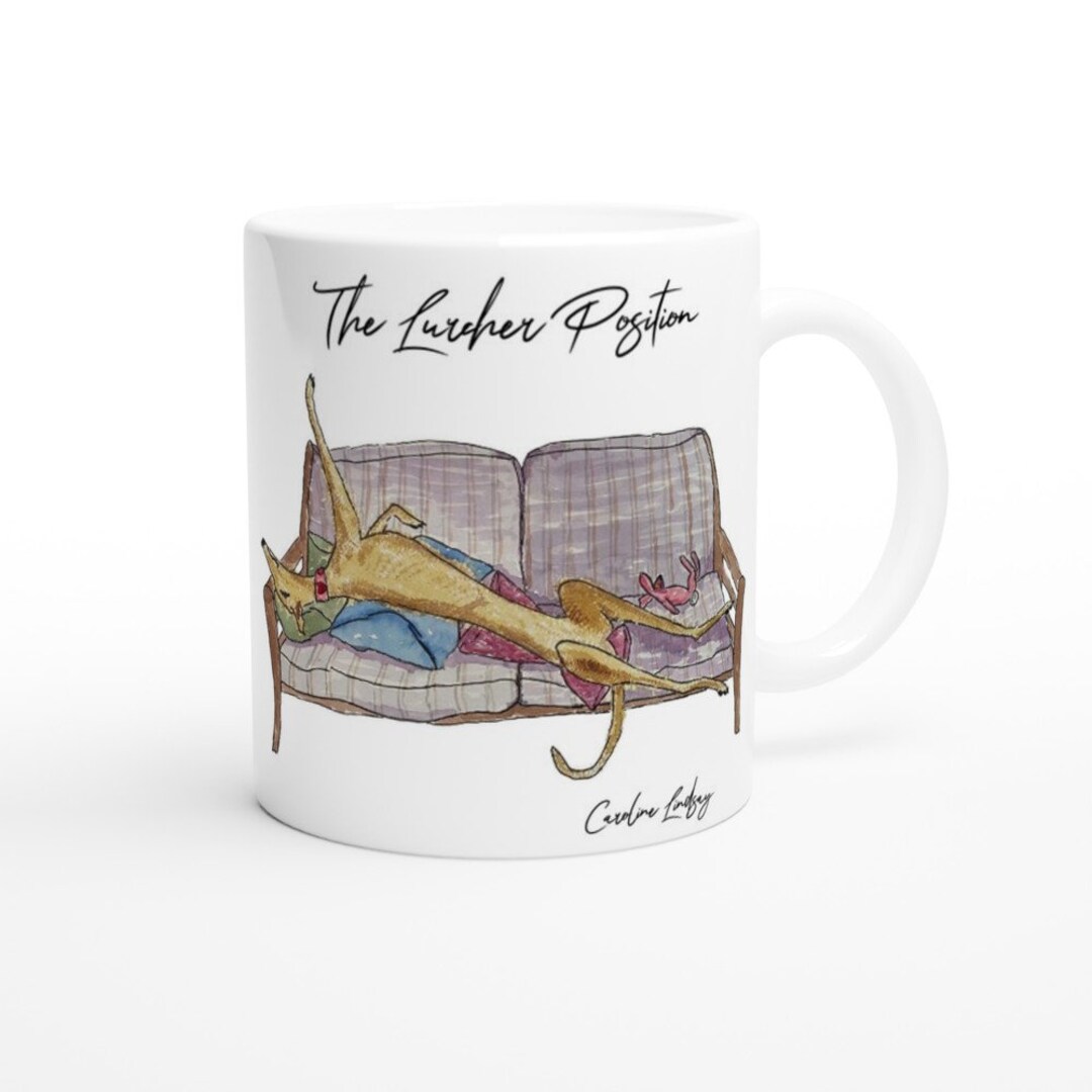 Personalised Cute Lurcher Dog Cartoon Mug Illustrated by Caroline ...