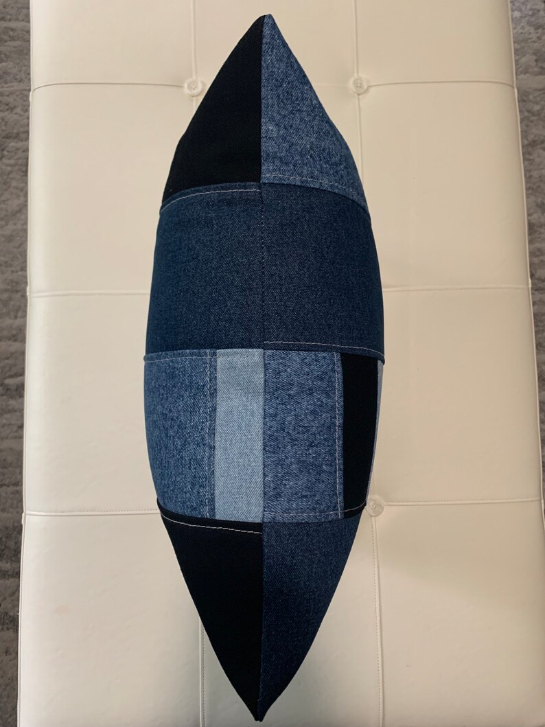 Upcycled Denim Patchwork Pillow Cover - Etsy