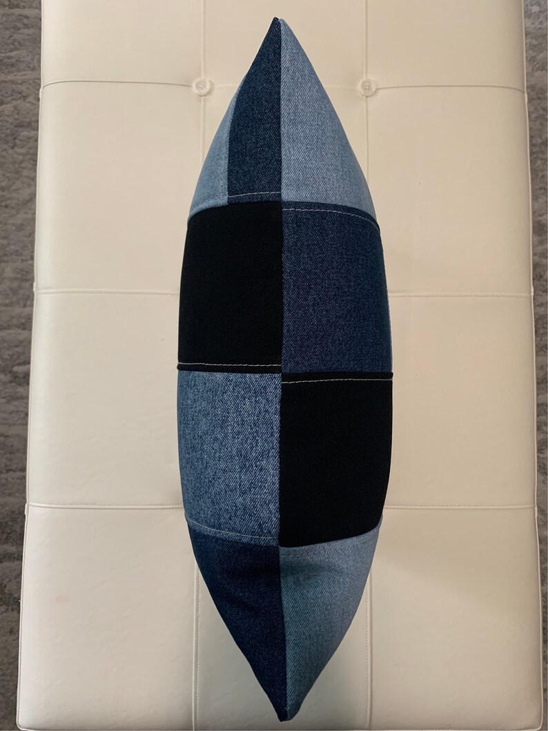 Upcycled Denim Patchwork Pillow Cover - Etsy