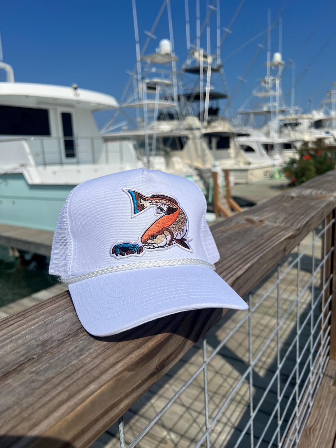 Redfish Trucker Hat, Funny Hat, Retro Hat, Rope Hat, Personalized Hat ...