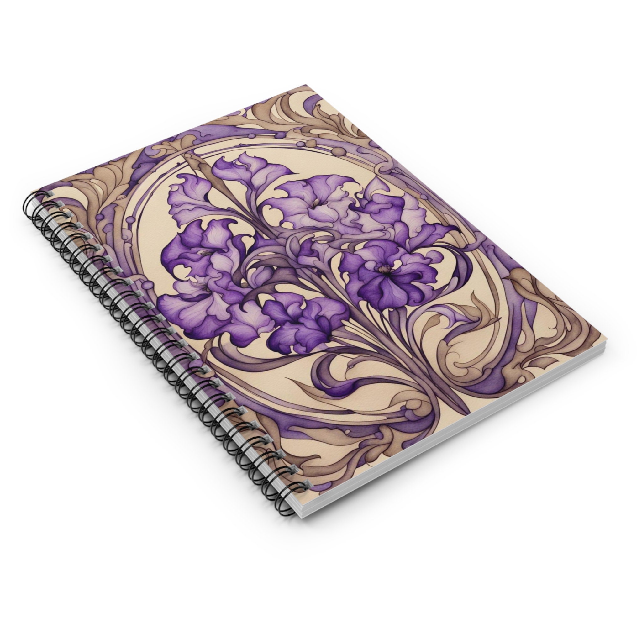 Spiral Notebook: Floral - Purple, Ruled Line, "ornament"-collection - Etsy
