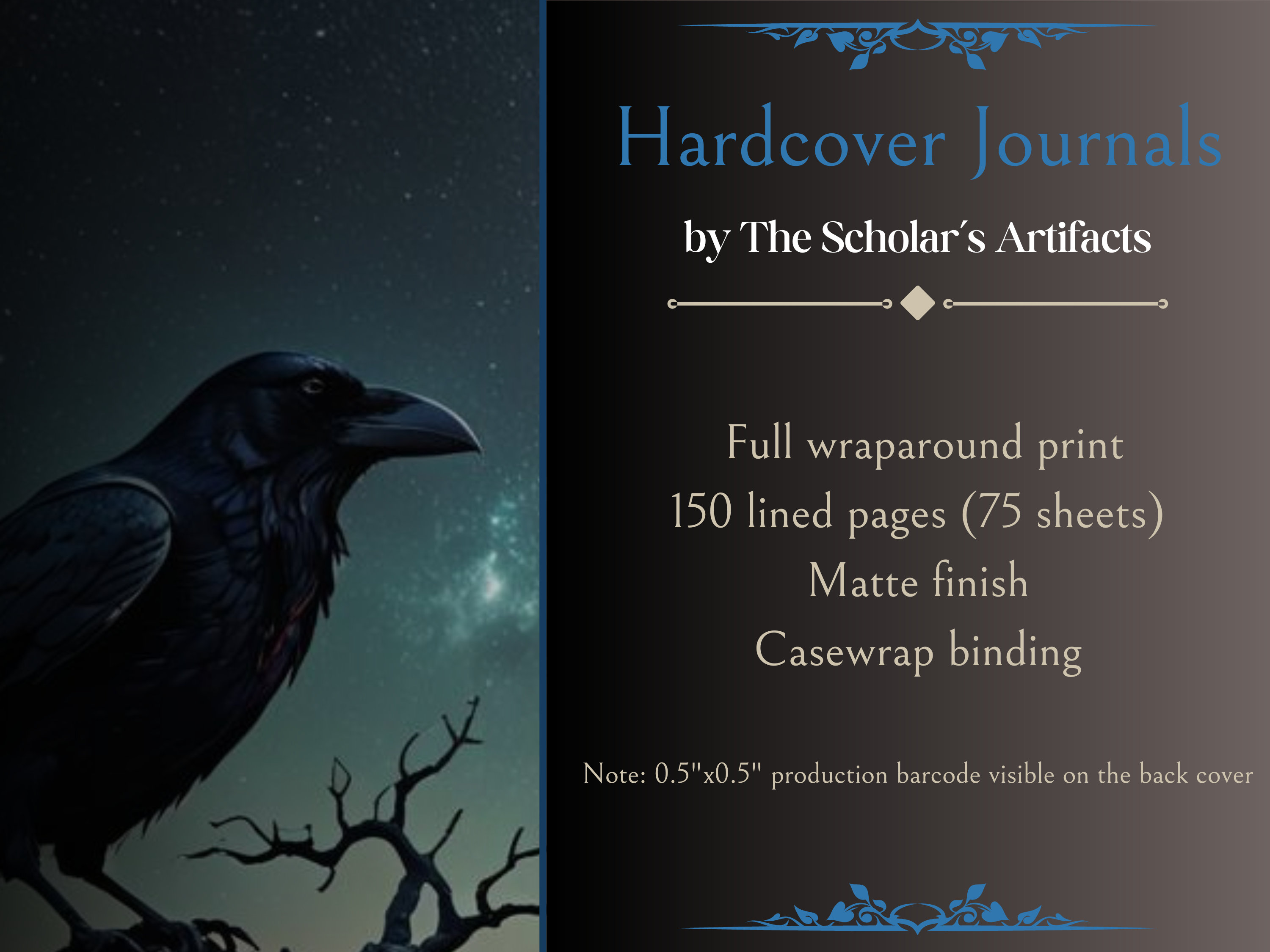Hardcover Journal: Gothic - Black/silver, Ruled Line, "leather Binding ...