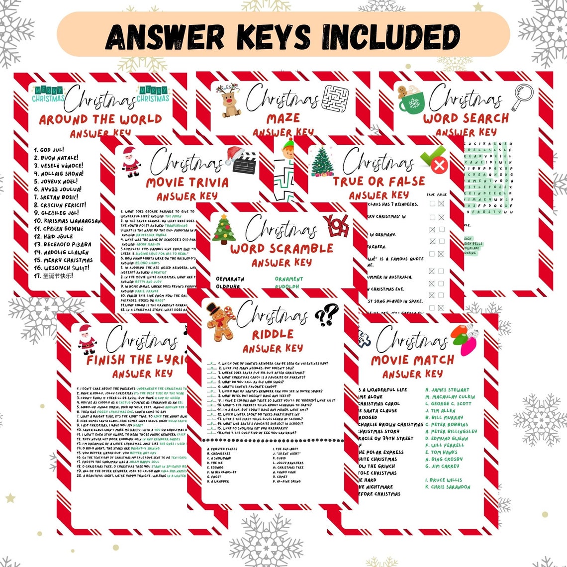 Printable Christmas Game, 17 Family Game Bundle, Christmas Printable ...