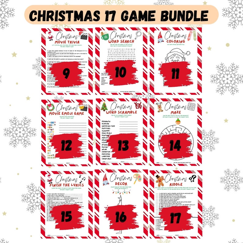 Printable Christmas Game, 17 Family Game Bundle, Christmas Printable ...