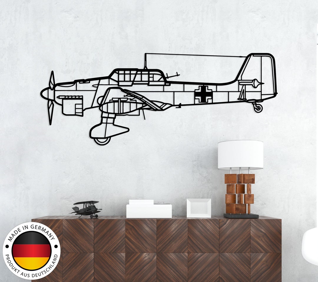 Stuka JU-87 Plane Silhouette Metal Wall Art, Airplane Metal Decor ...