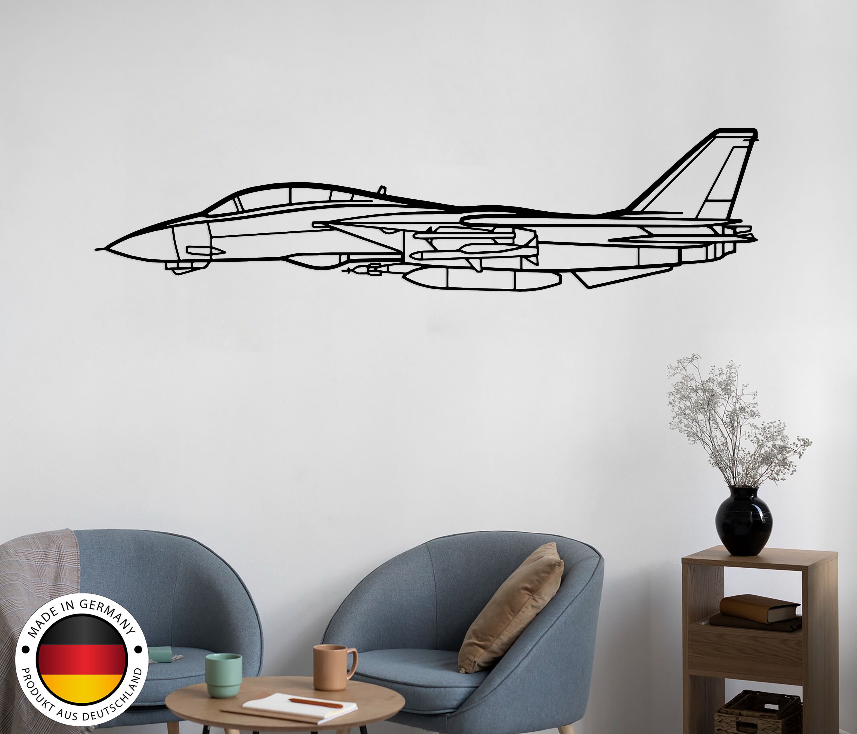 F-14 Tomcat Plane Silhouette Metal Wall Art, Airplane Metal Decor ...