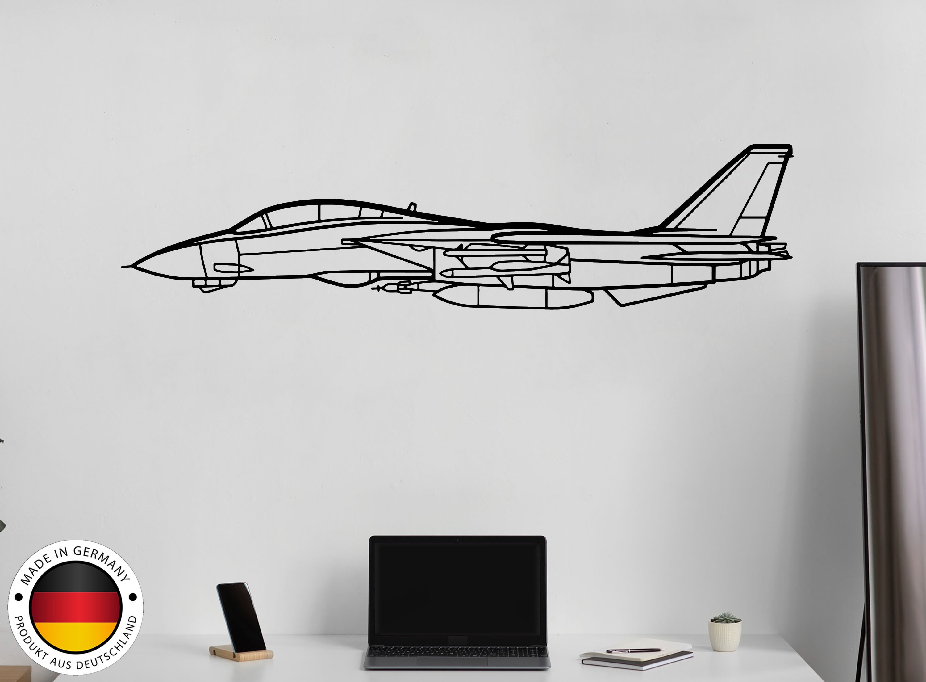 F-14 Tomcat Plane Silhouette Metal Wall Art, Airplane Metal Decor ...