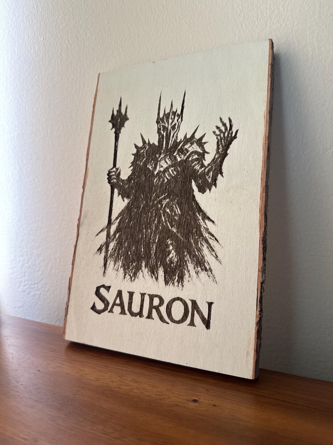 Laser Engraved “sauron” Wood Sign – Dark Lord Wall Art – 9”x6” Basswood ...