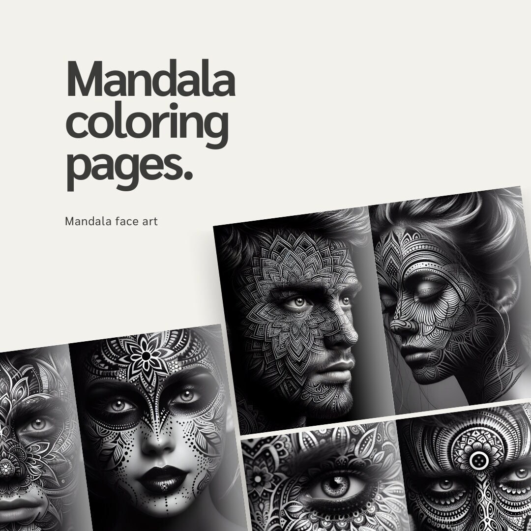 40 Faces of Harmony Mandala Portraits Mandala Coloring Pages Mandala ...