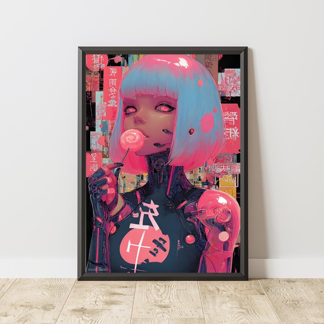 Candy Assassin – Cyberpunk Girl Poster | Futuristic Android Wall Art ...