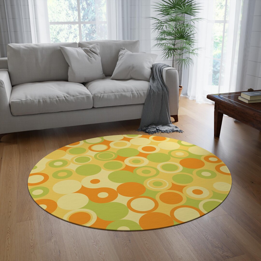 Retro Polka Dot Area Rug – Mid-century Modern Rug – 60” Chenille Floor ...