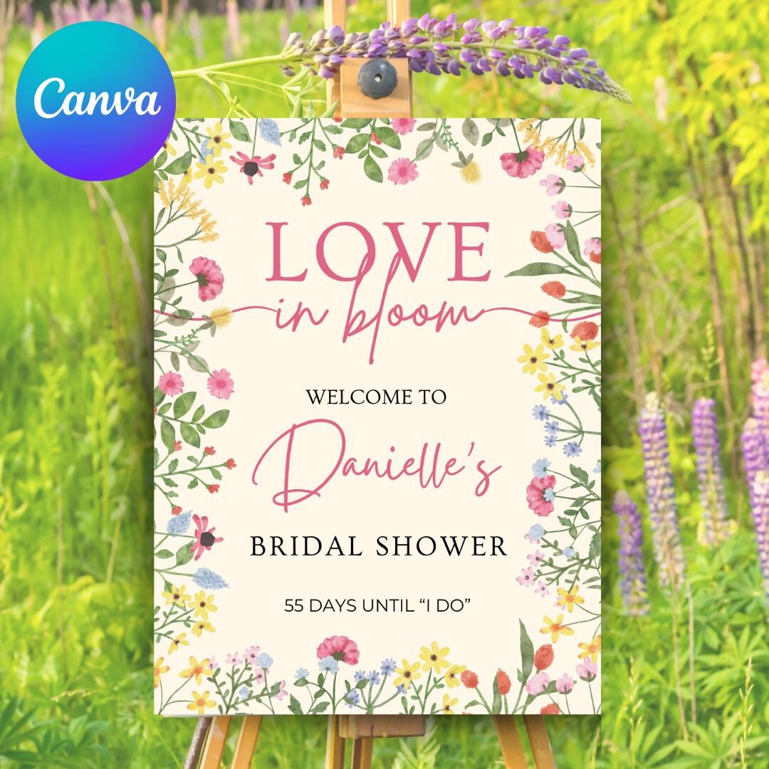 Love in Bloom Sign | Bridal Shower Welcome Sign | Wildflower Welcome ...
