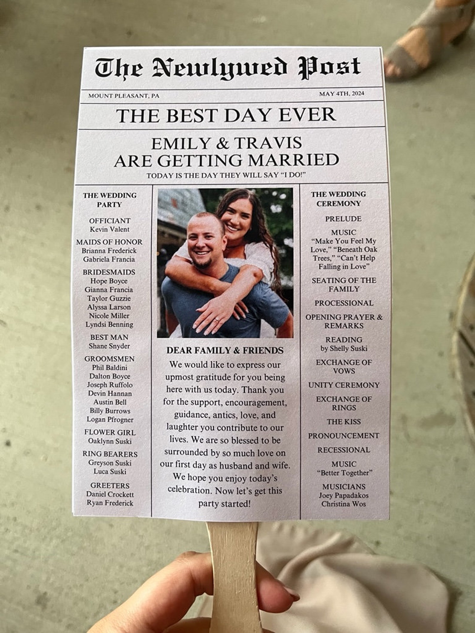 Newspaper Wedding Program Fan | Fan Program Template | Printable ...