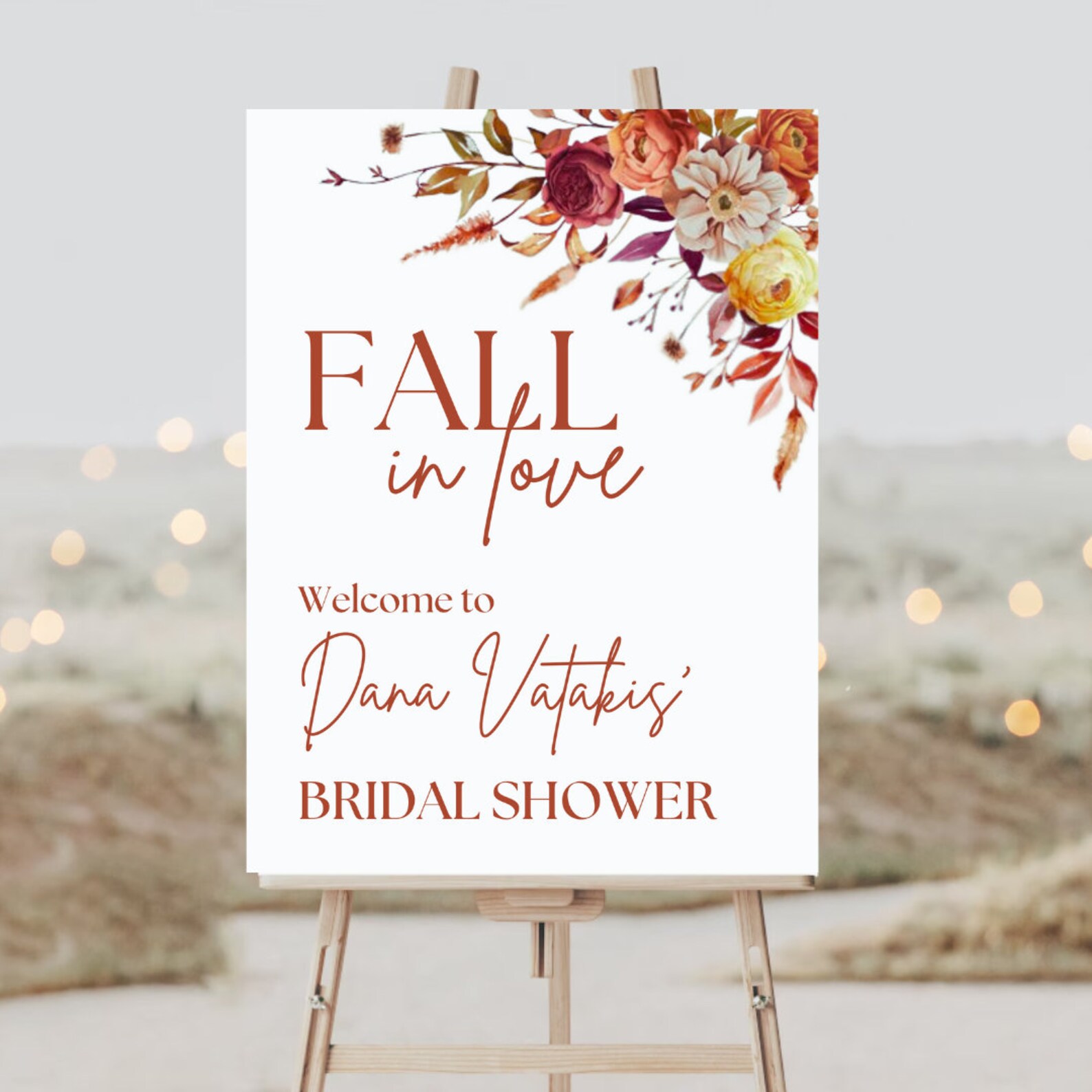 Fall in Love Bridal Shower Welcome Sign Template Fall Bridal Shower ...