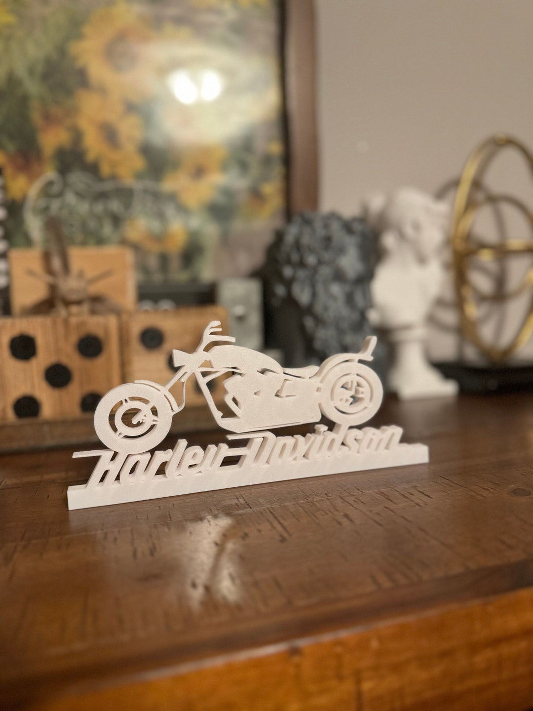 Harley Davidson, Motorcycle, Desk Top, Gift, Biker Decor, Biker, Art ...