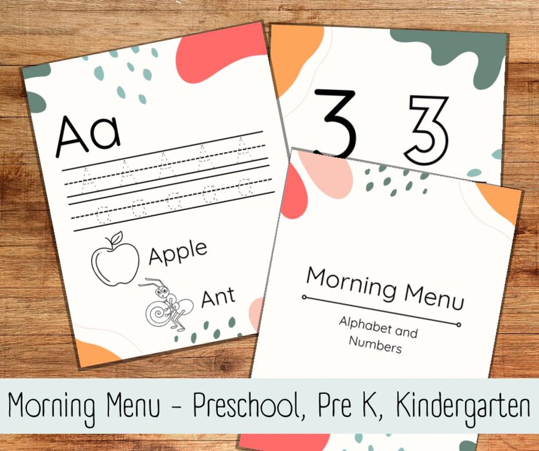 Morning Menu Alphabet and Numbers - Preschool, Pre K, Kindergarten ...