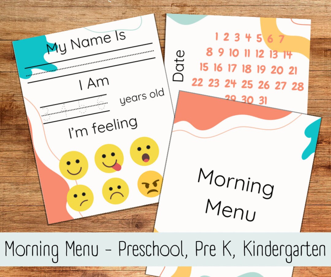 Morning Menu - Preschool, Pre K, Kindergarten - Homeschool Morning ...