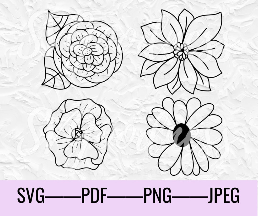 Simple Flowers SVG PNG JPEG Files, Instant Download, Cricut Silhouette ...