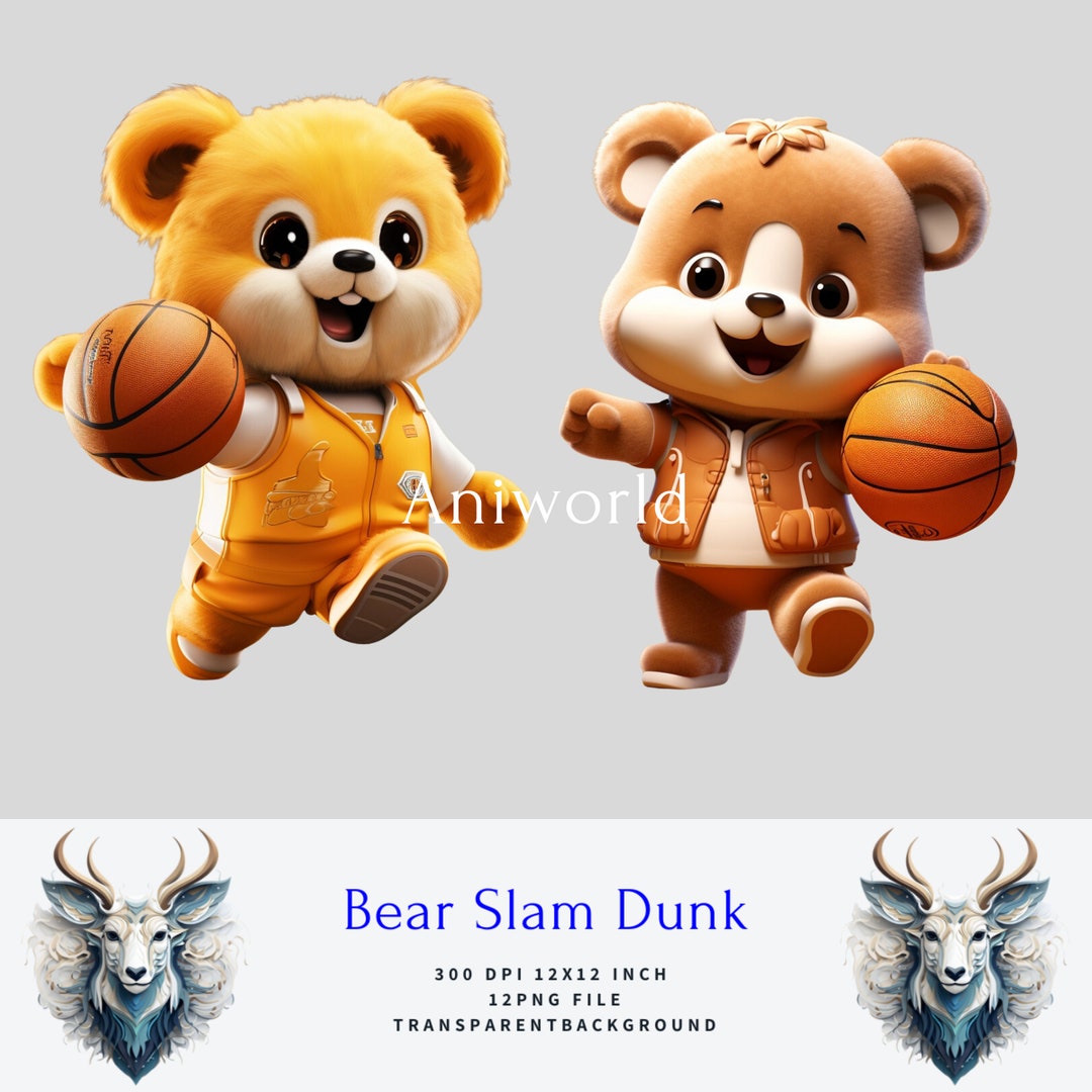 Bear Slam Dunk: Cute Basketball Playing Bears Clipart for Sportsy ...
