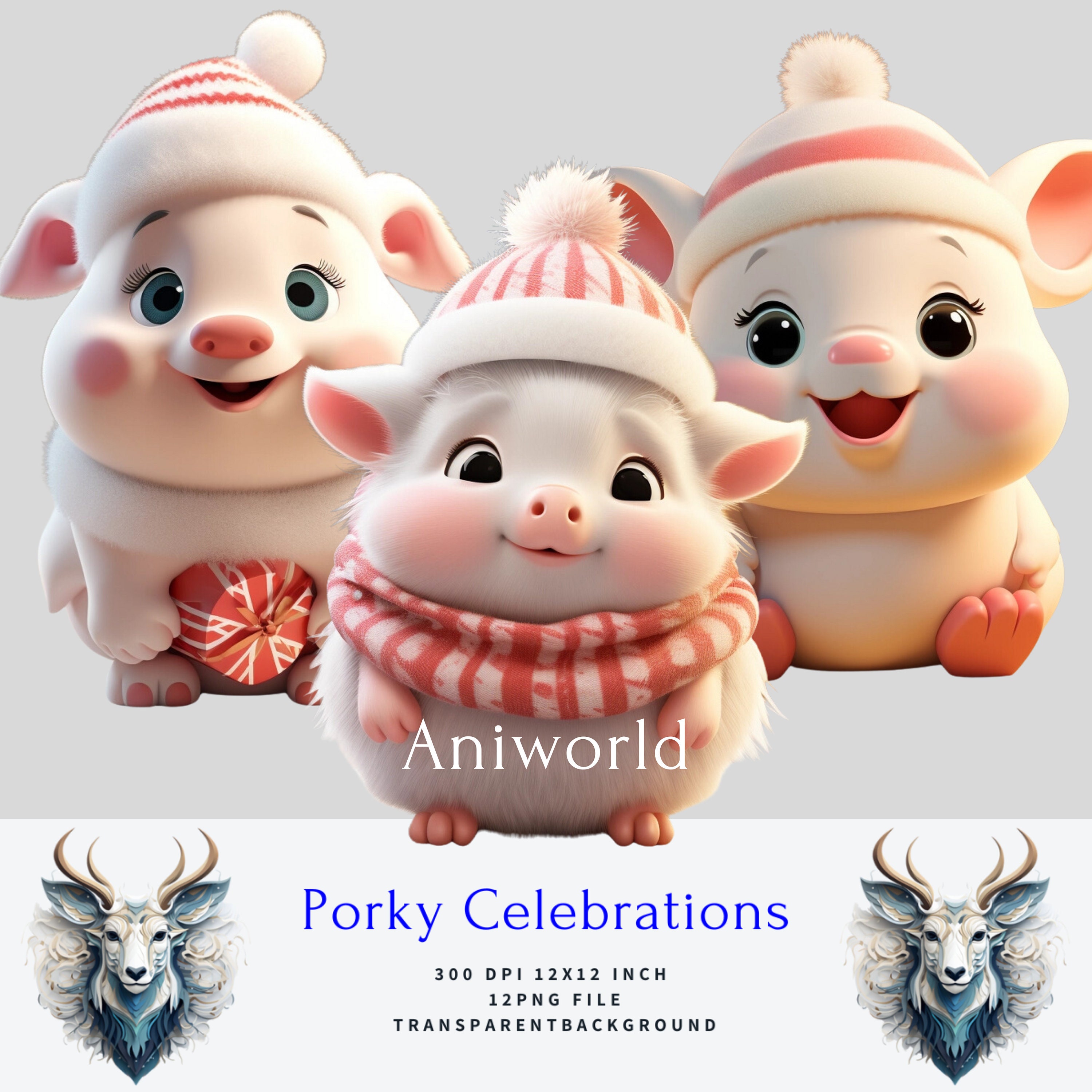 Porky Celebrations: Cute Pig Christmas Day Clipart for Festive Delight ...