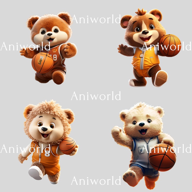 Bear Slam Dunk: Cute Basketball Playing Bears Clipart for Sportsy ...