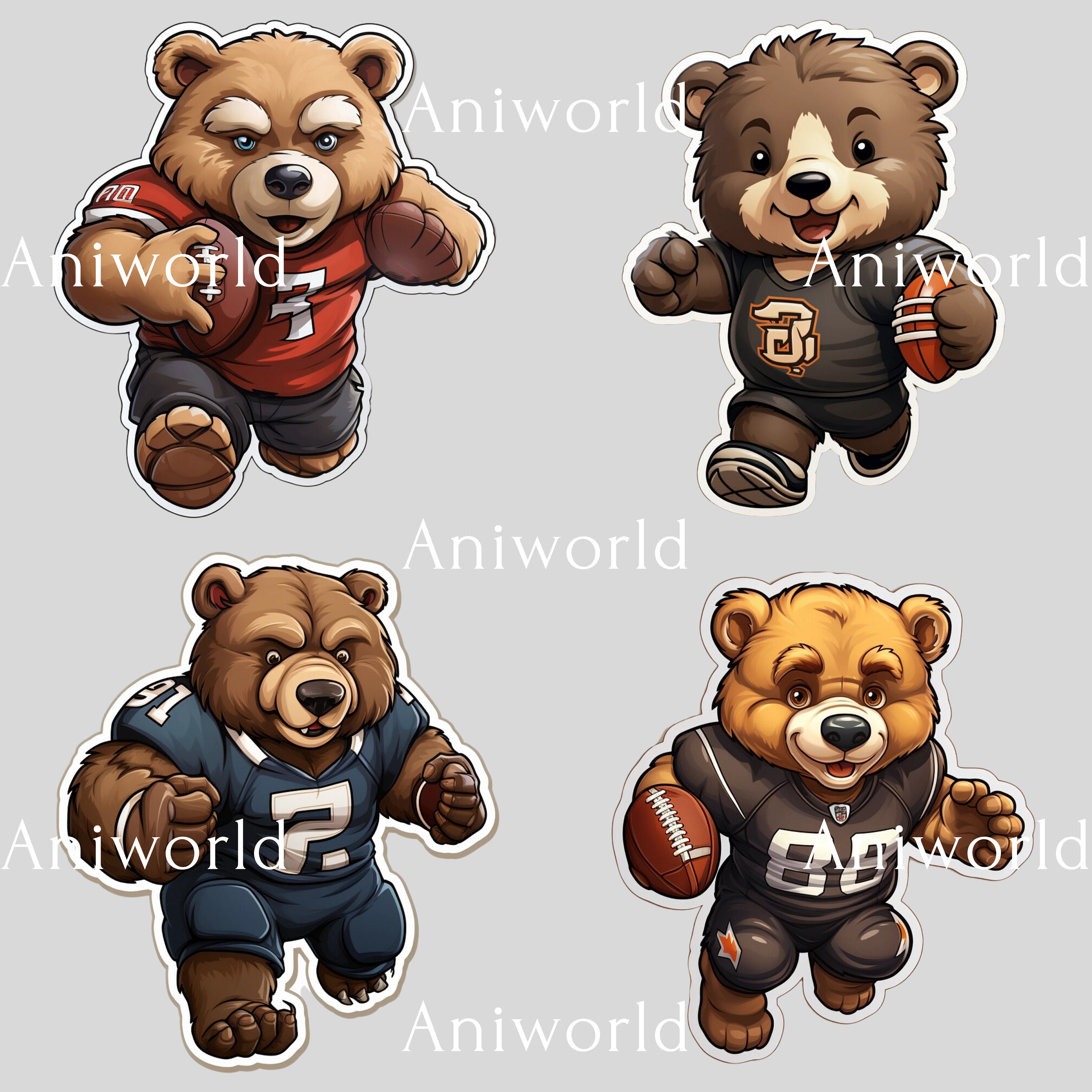 Touchdown Teds: Playful Bear Clipart Scoring Big in American Football ...