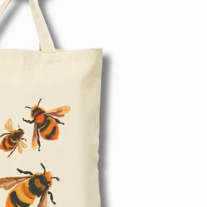 Cute Illustrated Bumble Bee Shoulder Bag, Bees and Insects, Cotton Tote ...