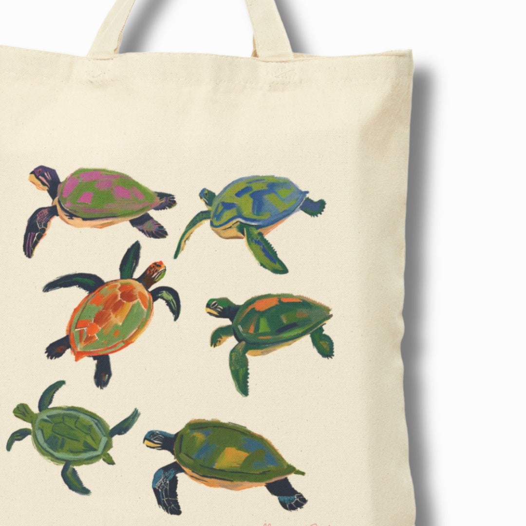 Cute Sea Turtle Tote Bag for Friend, Ocean Lover Gift Idea, Marine ...
