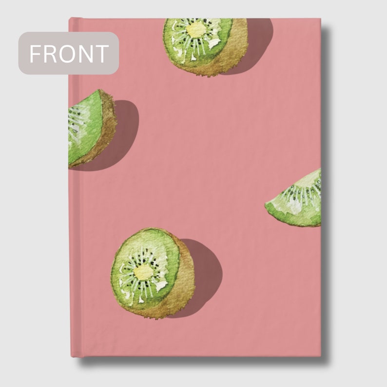 Trendy Kiwi Notebook, Cute Pink Hardcover Journal, Cute Fruit ...