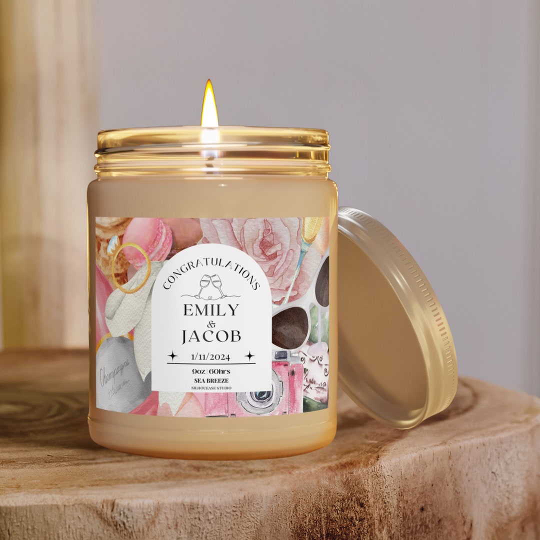Personalized Wedding Candle for Couple With Names and Date, Engagement ...