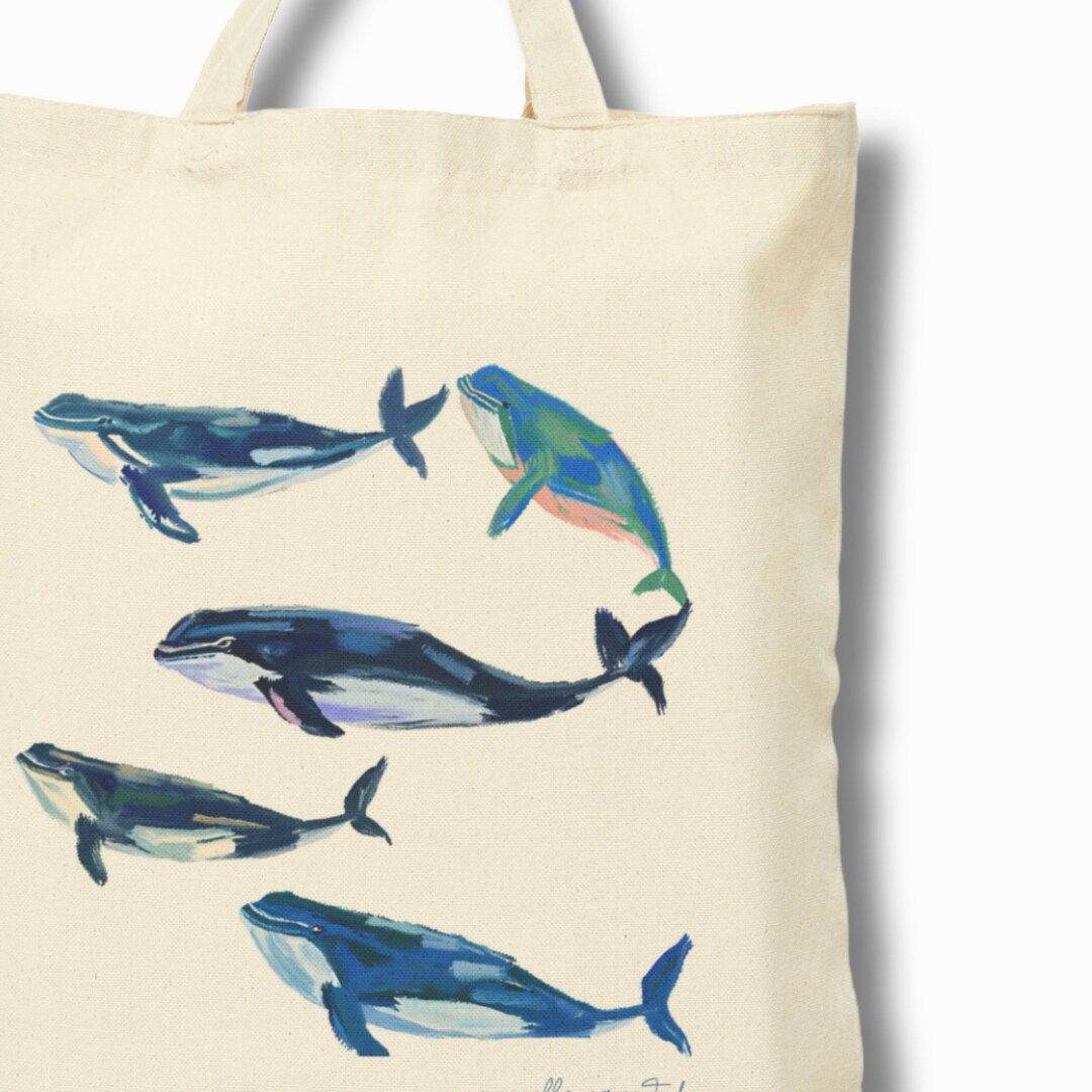 Whale Fabric Shopping Bag, Whale Gifts, Ocean Tote Bags, Sustainable ...